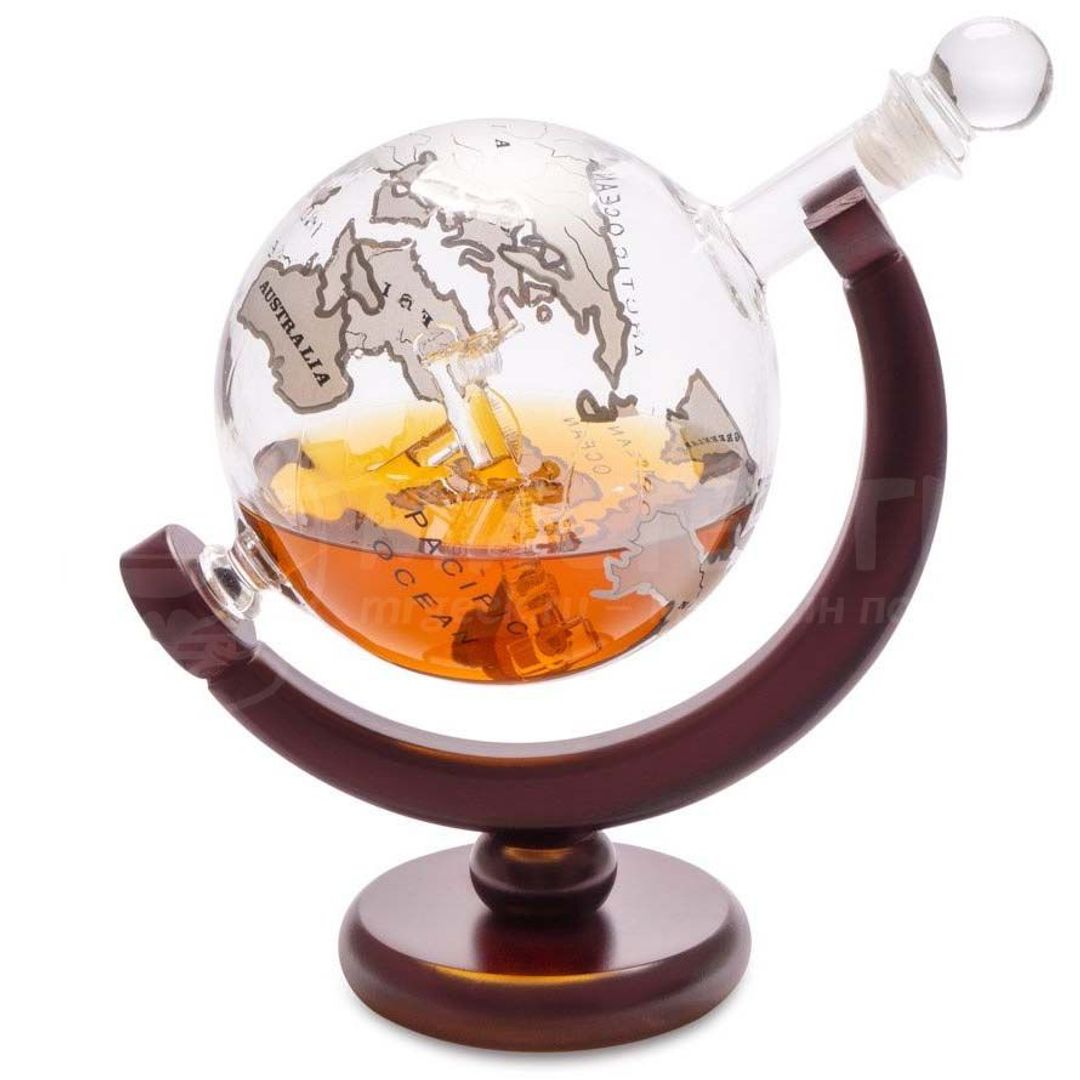 Декантер для виски на деревянной подставке Globe (0.8 л) 7652777 купить ...